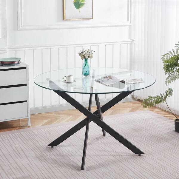 Modern Metal Outdoor Side, Black Dining Table with Cross Metal Leg and ...
