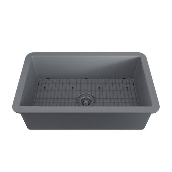 NTQ 33 in. Drop-In Undermount Sink Single Bowl White Farmhouse Sink ...