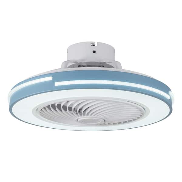 OUKANING 20 in. Blue Modern Indoor Integrated LED Round Ceiling Fan ...