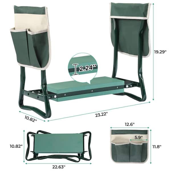 JAXPETY Garden Kneeler and Seat Bench with 2 Tool Pouches JAXPETY Garden Kneeler and Seat Bench with 2 Tool Pouches