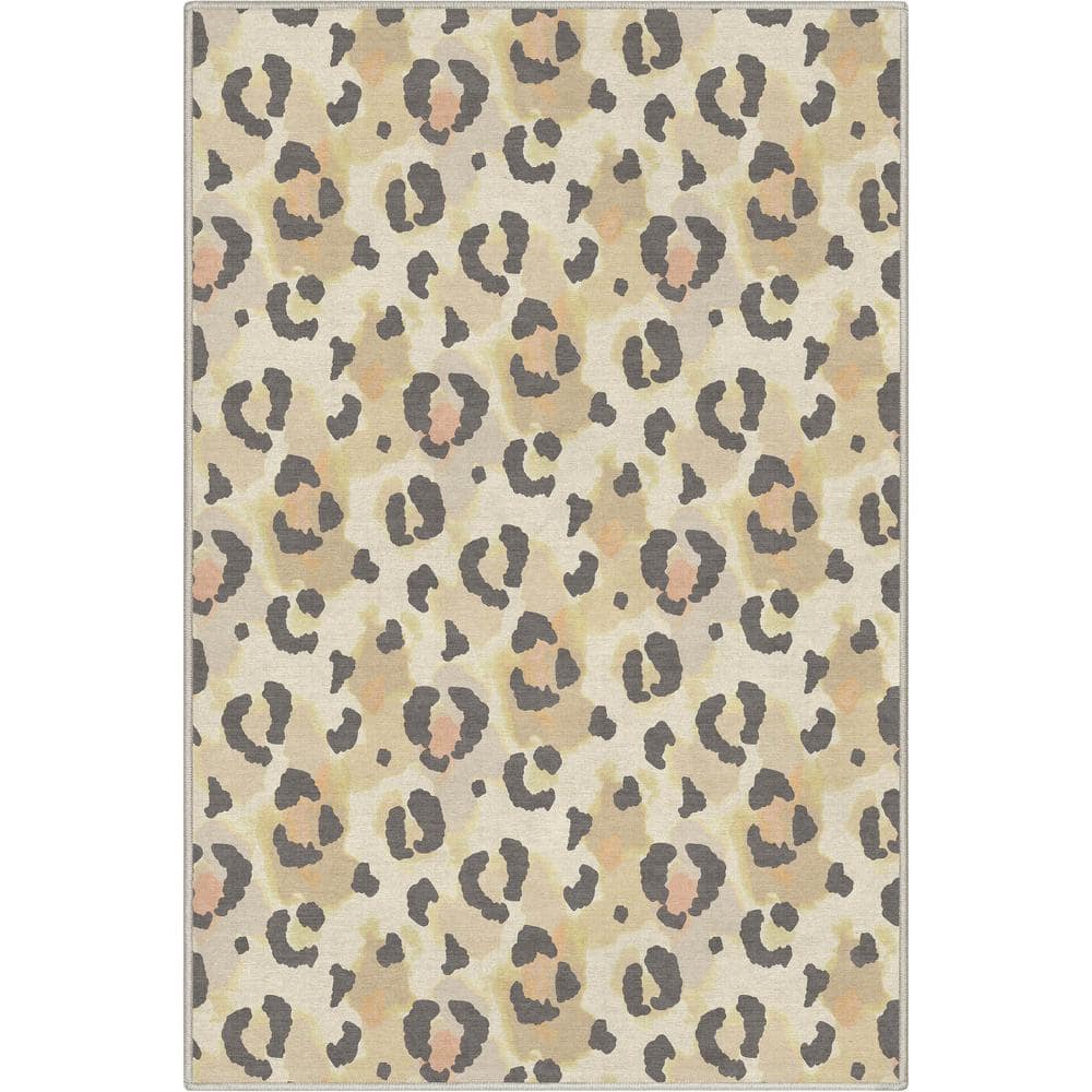 Well Woven Beige 3 ft. 3 in. x 5 ft. Animal Prints Leopard Contemporary ...