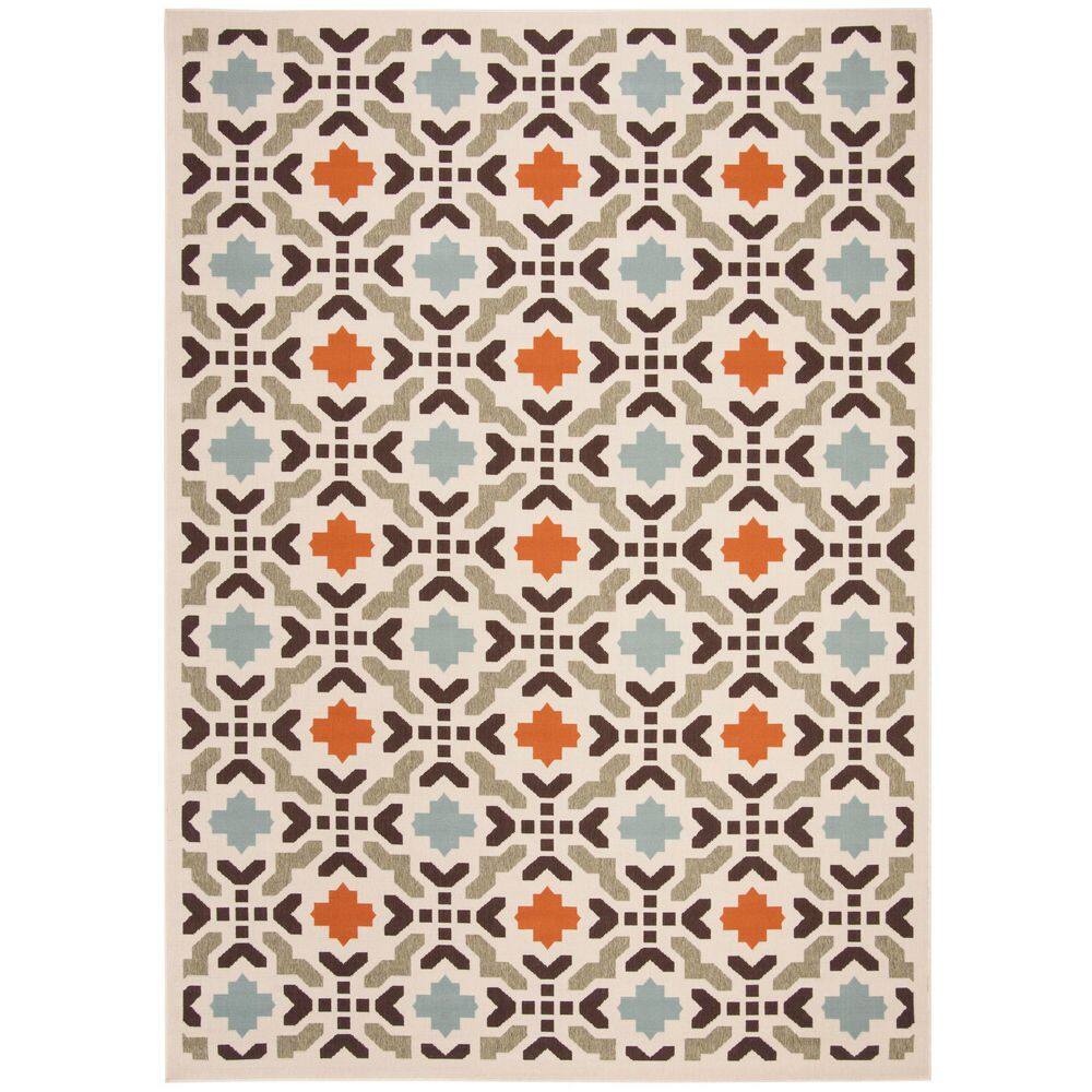 SAFAVIEH Veranda Cream/Terracotta 9 ft. x 12 ft. Geometric Indoor ...