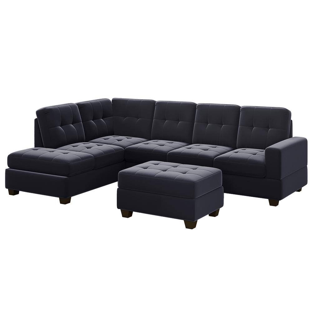 Utopia 4niture Azalea 112.00 in. W Square Arm 2-Piece L Shaped Velvet ...