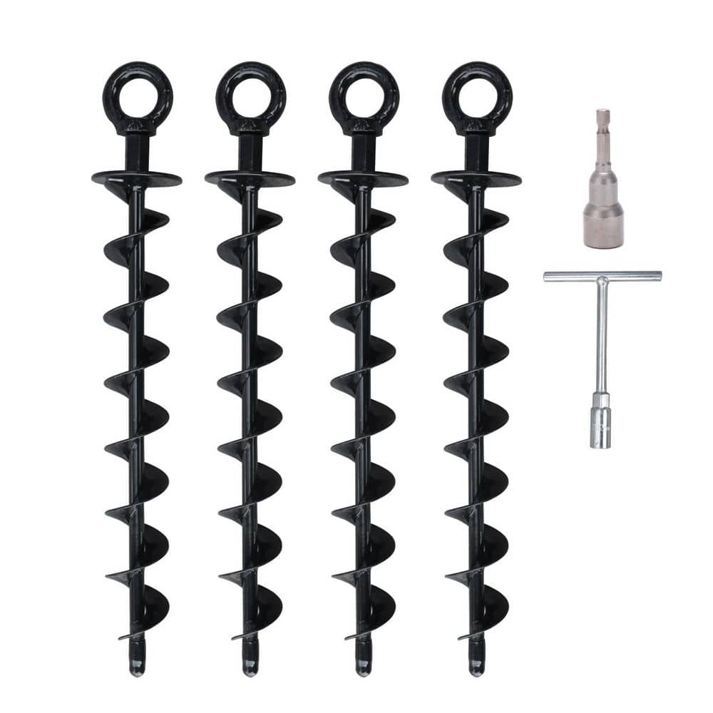 Wellco 15 in. Heavy Duty Spiral Trampoline Anchor Stake Kit Ground ...