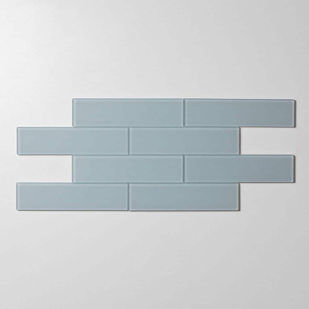 CRUZ BAY STUDIO 2 in. x 8 in. Caribbean Blue Matte Glass Subway Tile ...