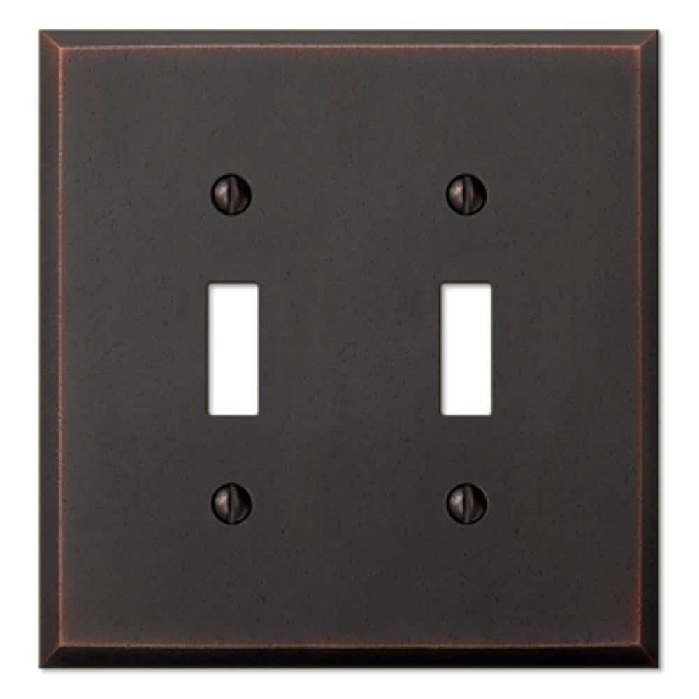 AMERELLE Manhattan 2 Gang Toggle Metal Wall Plate - Aged Bronze 68TTDB ...