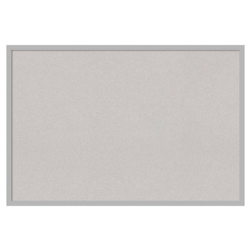 Amanti Art Hera Chrome Framed Grey Corkboard 37 in. x 25 in Bulletin ...
