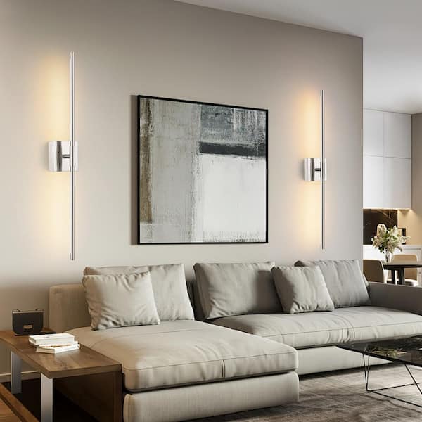 Morauroral 40 in. Brushed Nickel Rechargeable Battery Operated Wall ...
