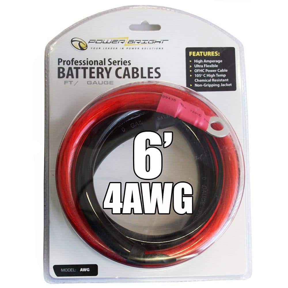 Power Bright 4 AWG Gauge 6 ft. Professional Series Cables 4AWG6 - The ...