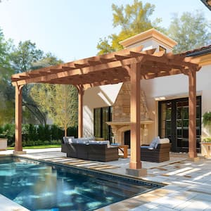 VEIKOUS 20 ft. W x 12 ft. D Cedar Wood Patio Pergola Shade Structure ...