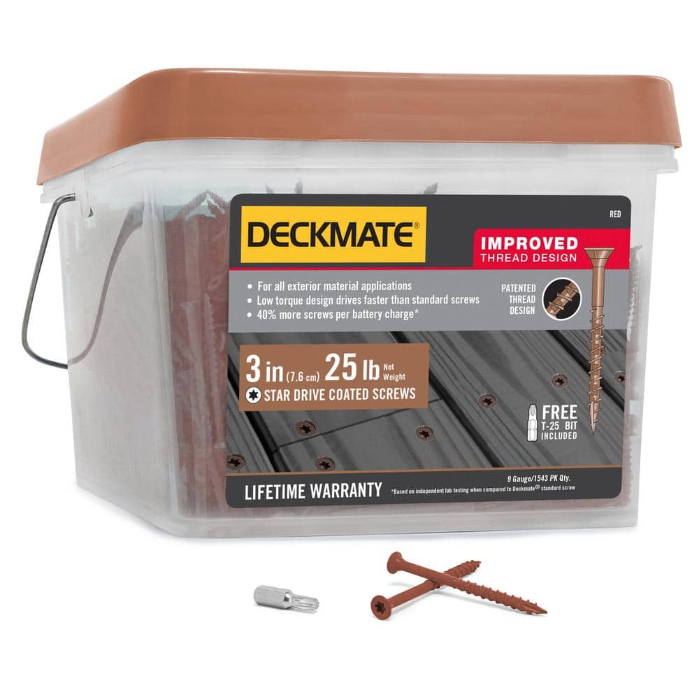 DECKMATE #9 x 3 in. Red Star Flat Head Wood Deck Screw (25 lbs. / 1543 ...
