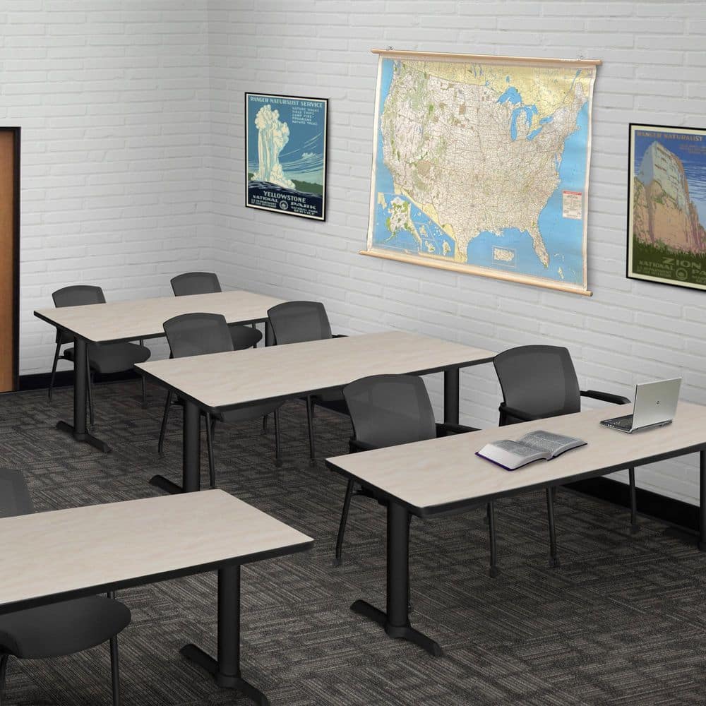 Regency Cain 72 in x 24 in. Maple T-Base Training Seminar Table Desk ...