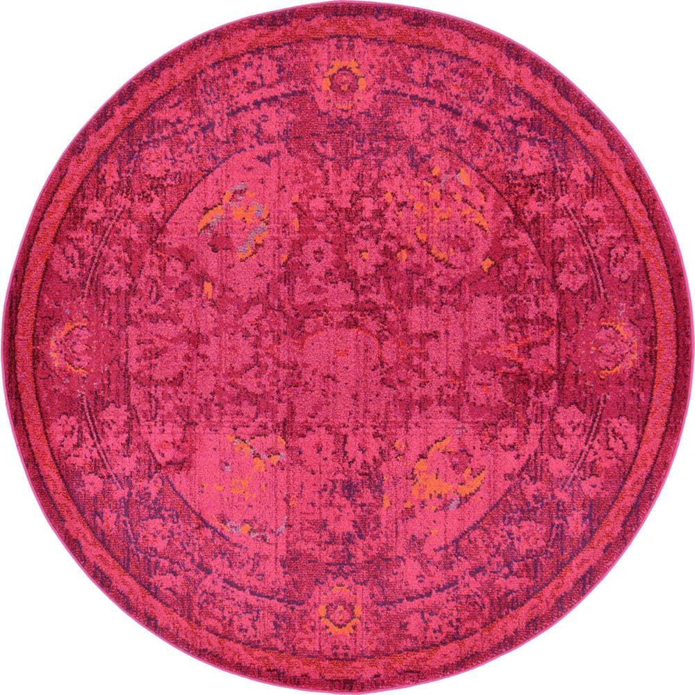 Unique Loom Medici Salamanca Fuchsia 6' 0 x 6' 0 Round Rug 3127698 ...