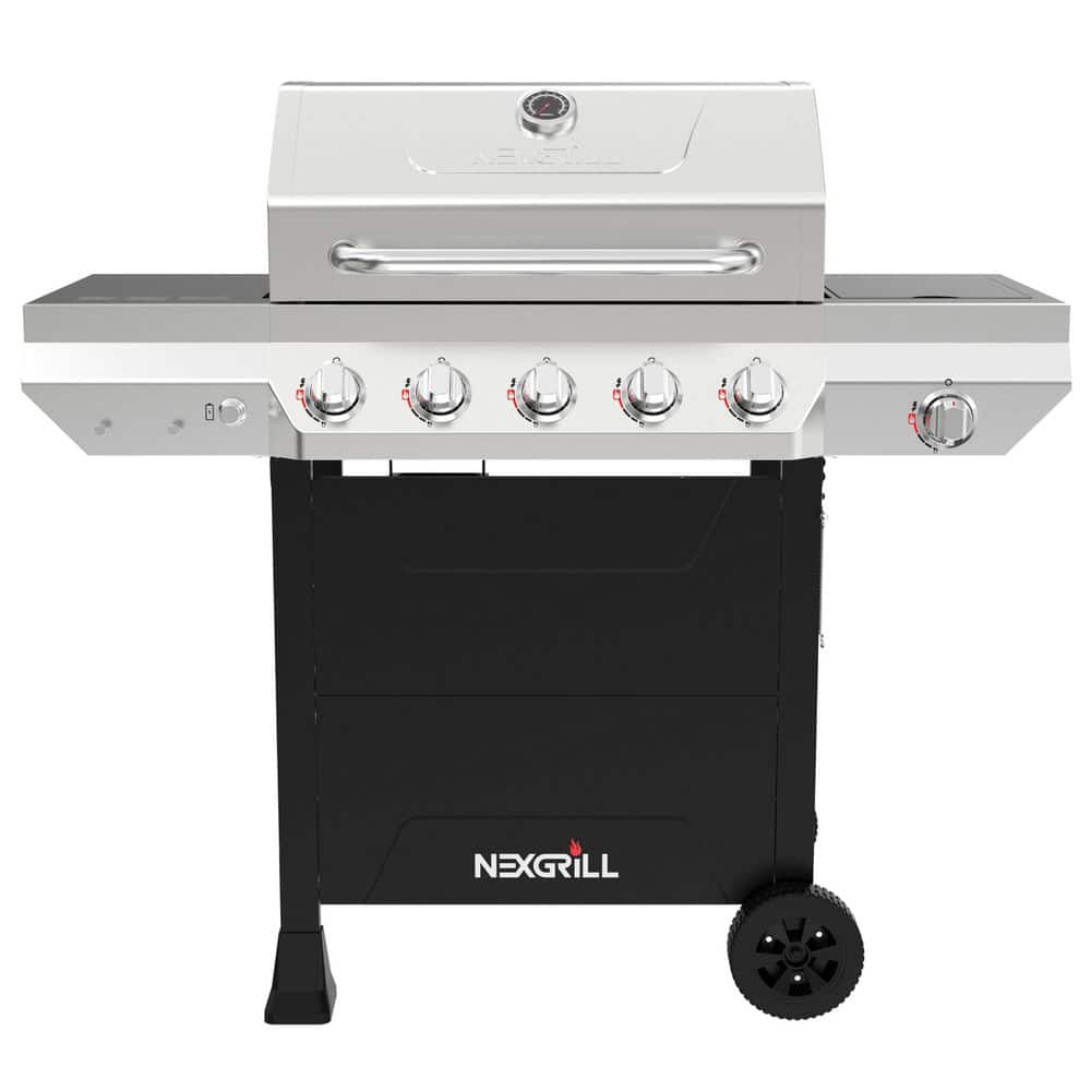 Nexgrill 5-Burner Propane Gas Grill in Stainless Steel with Side Burner ...