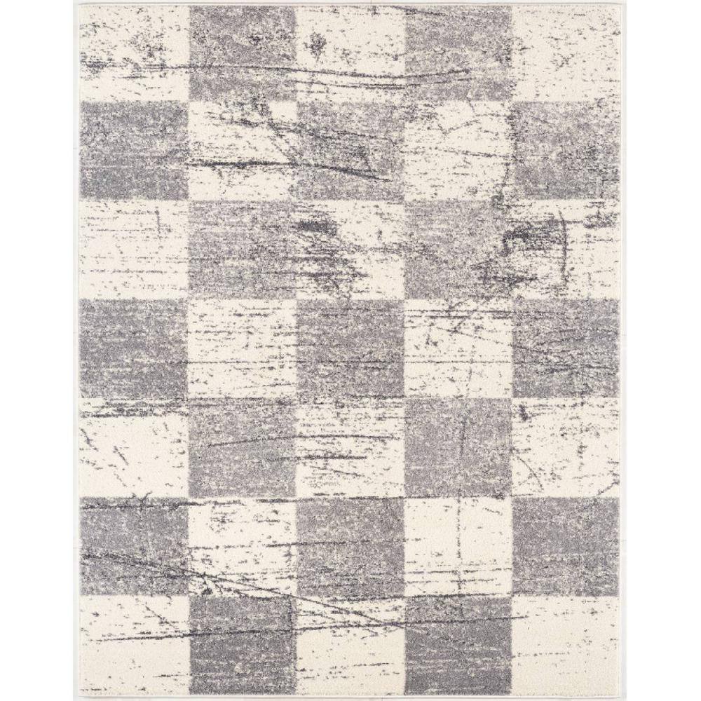 Rug Branch Nova Modern White Grey 7 ft. 9 in. x 10 ft. 6 in. Abstract ...