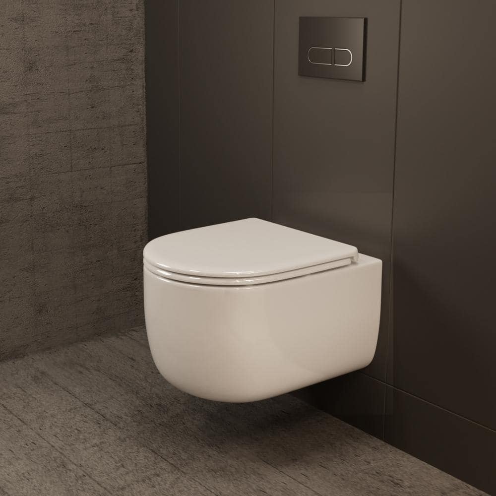 Los Flexi Round Wall-Hung Toilet Bowl White Modern Style with Powerful ...