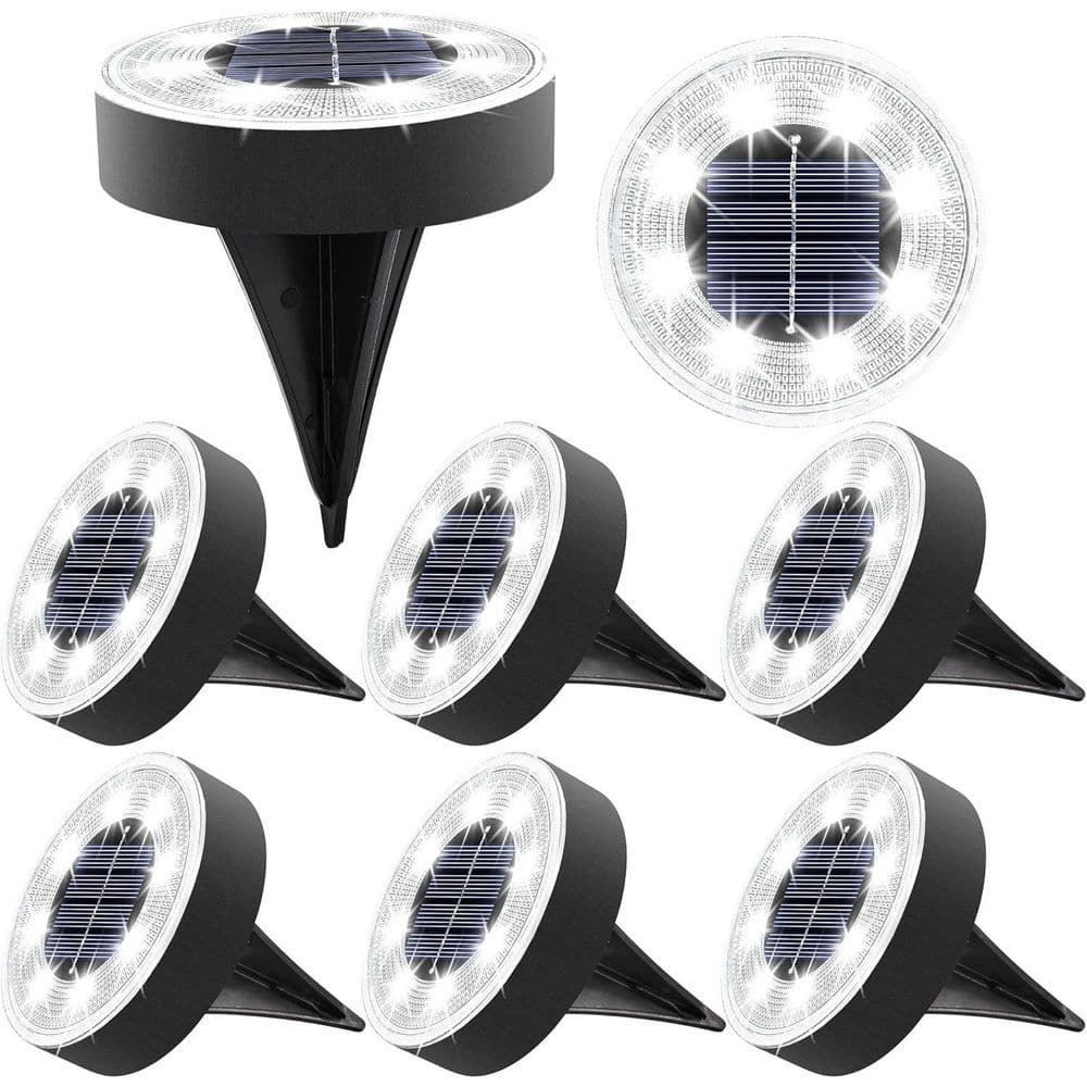 FAWEY TRED INC 8 LED Solar Lights Outdoor Waterproof IP68 Solar Disc ...