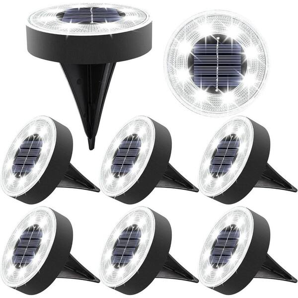FAWEY TRED INC 8 LED Solar Lights Outdoor Waterproof IP68 Solar Disc ...