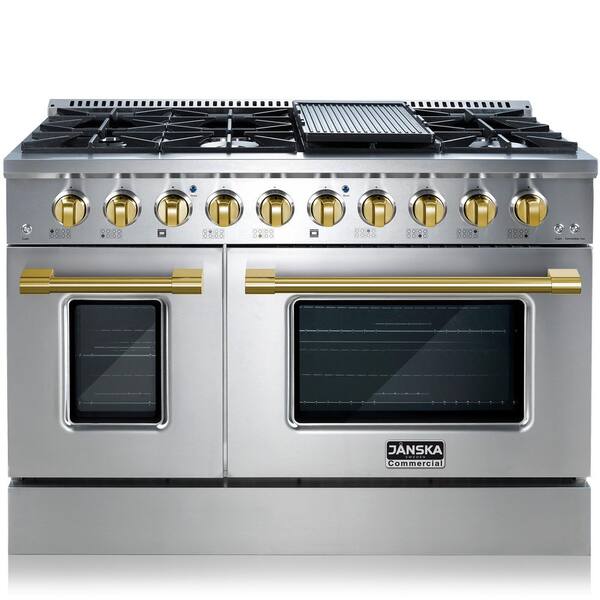 JANSKA Professional 48 in. Freestanding Dual Fuel Range, 8-Burners, 6.7 ...