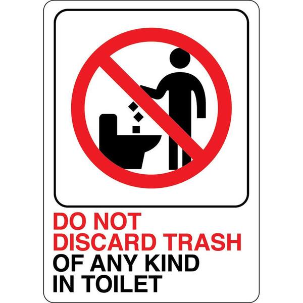 HY KO 5 In X 7 In Plastic No Trash In Toilet Sign D 25 The Home Depot