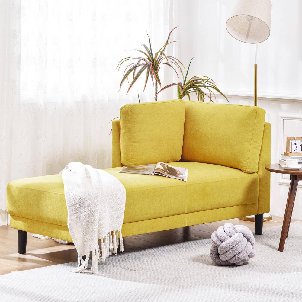 Harper & Bright Designs Yellow Polyester Upholstered Left Arm Facing ...