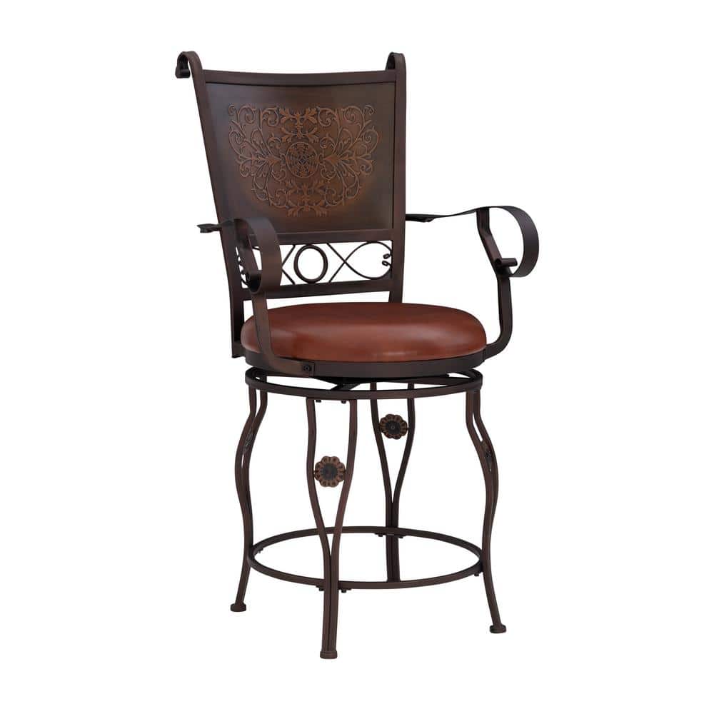 Powell Company Bryant 24 in. Bronze High Back Metal Counter Stool with ...