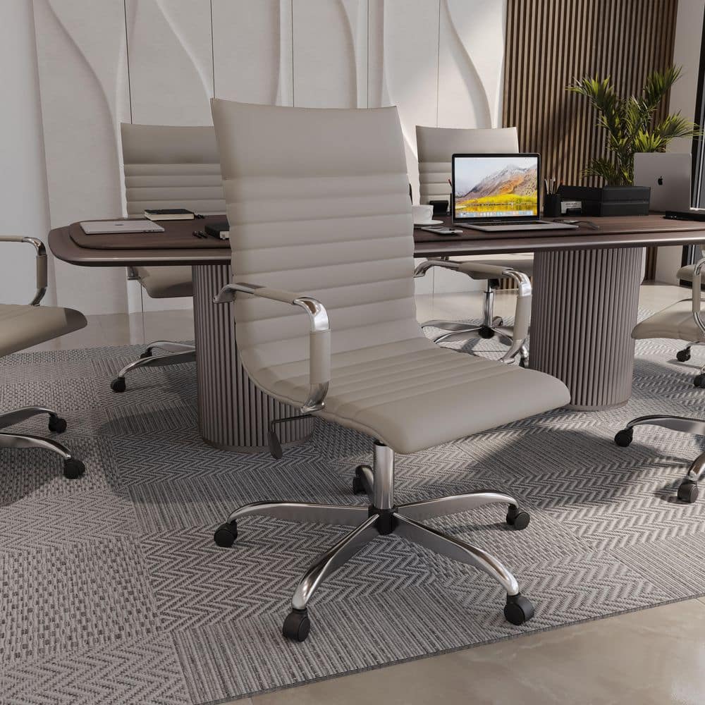 Leisuremod Harris High-Back Leather Office Chair Chrome Frame ...