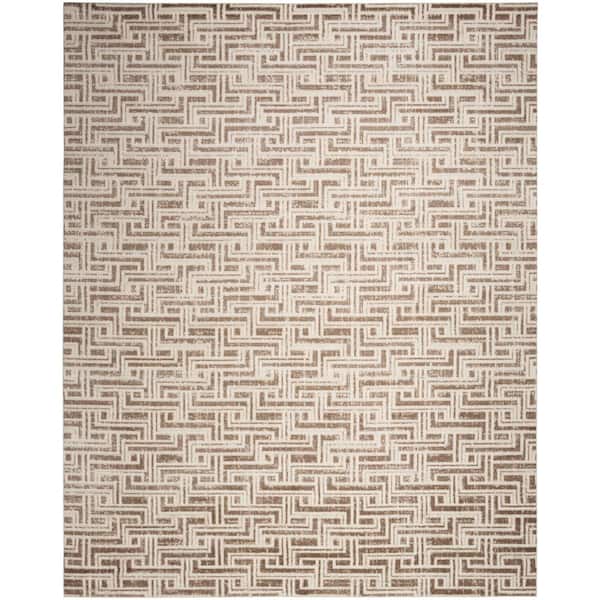 Nourison Serenity Home Mocha Ivory 9 ft. x 12 ft. Geometric ...