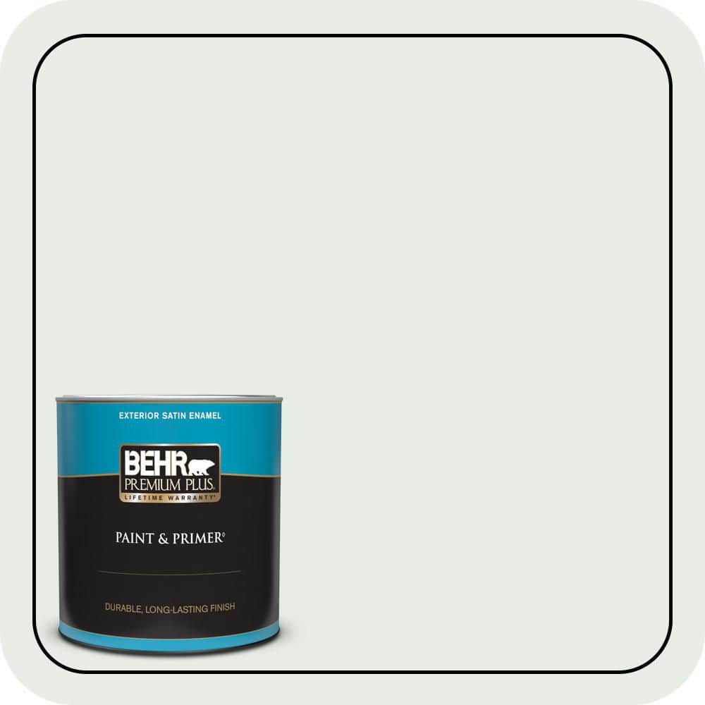 BEHR PREMIUM PLUS 1 qt. #700E-1 Dew Drop Satin Enamel Exterior Paint ...