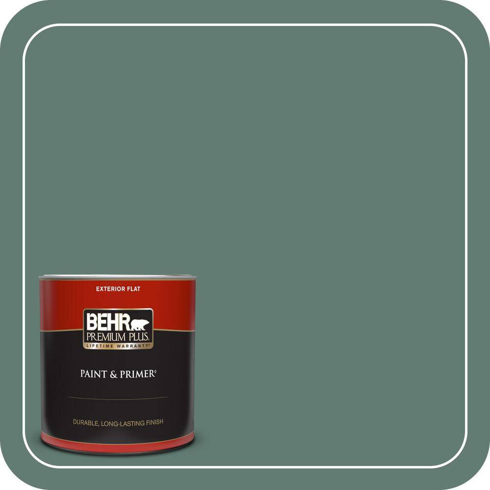 BEHR PREMIUM PLUS 1 qt. #S430-6 Forest Edge Flat Exterior Paint ...
