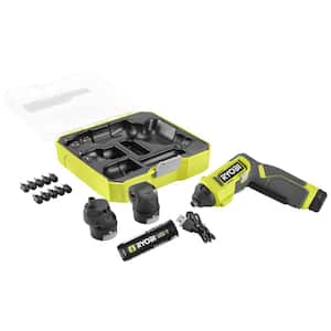 RYOBI 4V Cordless 1/4 in. Screwdriver with Impact Rated Driving Set (40 ...