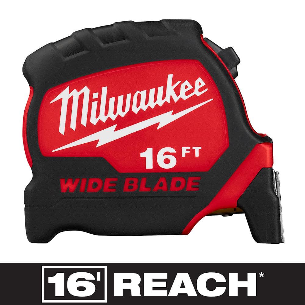 Milwaukee 16 ft. x 1-5/16 in. Wide Blade Tape Measure with 16 ft. Reach ...