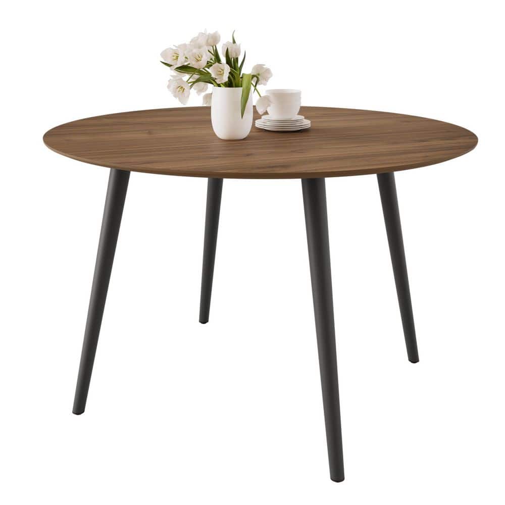 GOJANE 1-Piece Modern Walnut Table Wood 43.3 in. 4-Legs Dining Table ...