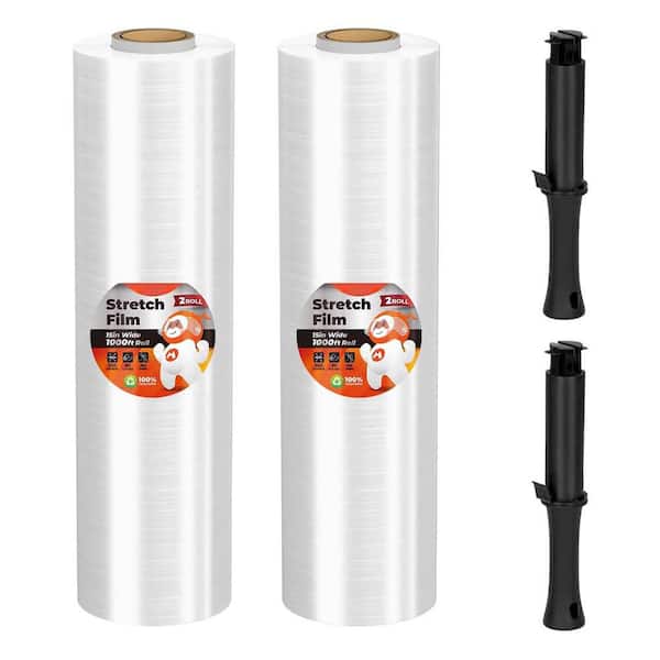 N/A 4 in. x 1000 ft. Self-Adhesive Stretch Wrap Film with Handle 80 ...