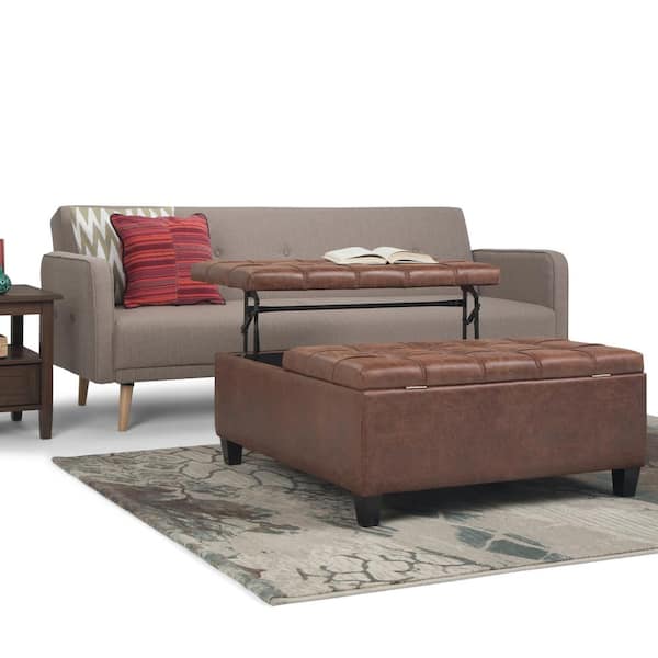 Simpli Home Harrison 36 in. Square Coffee Table Storage Simpli Home Harrison 36 in. Square Coffee Table Storage
