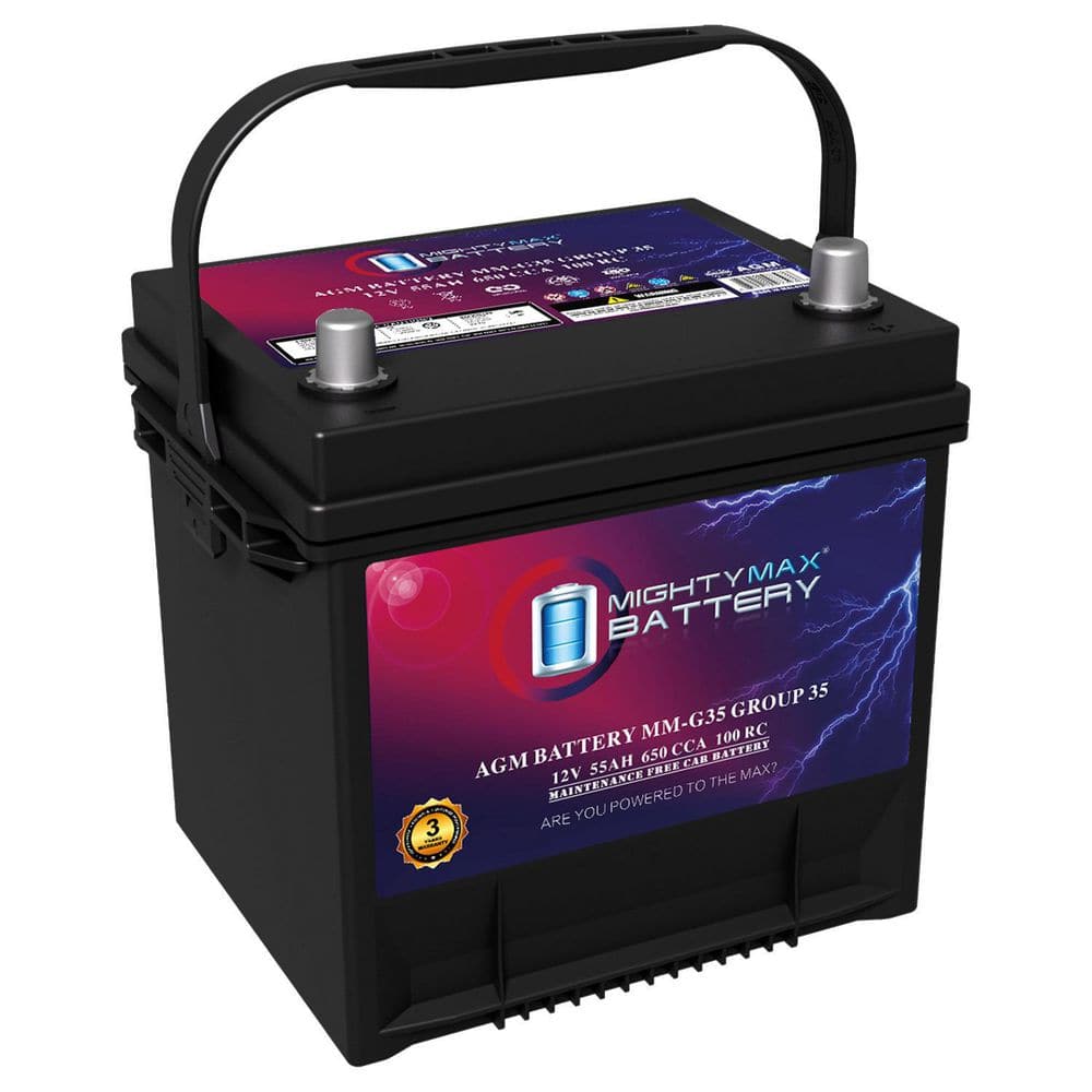 MIGHTY MAX BATTERY MM-G35 Start and Stop Car BCI Group Size 35 12-Volt 55Ah, 100RC, 650 CCA ...