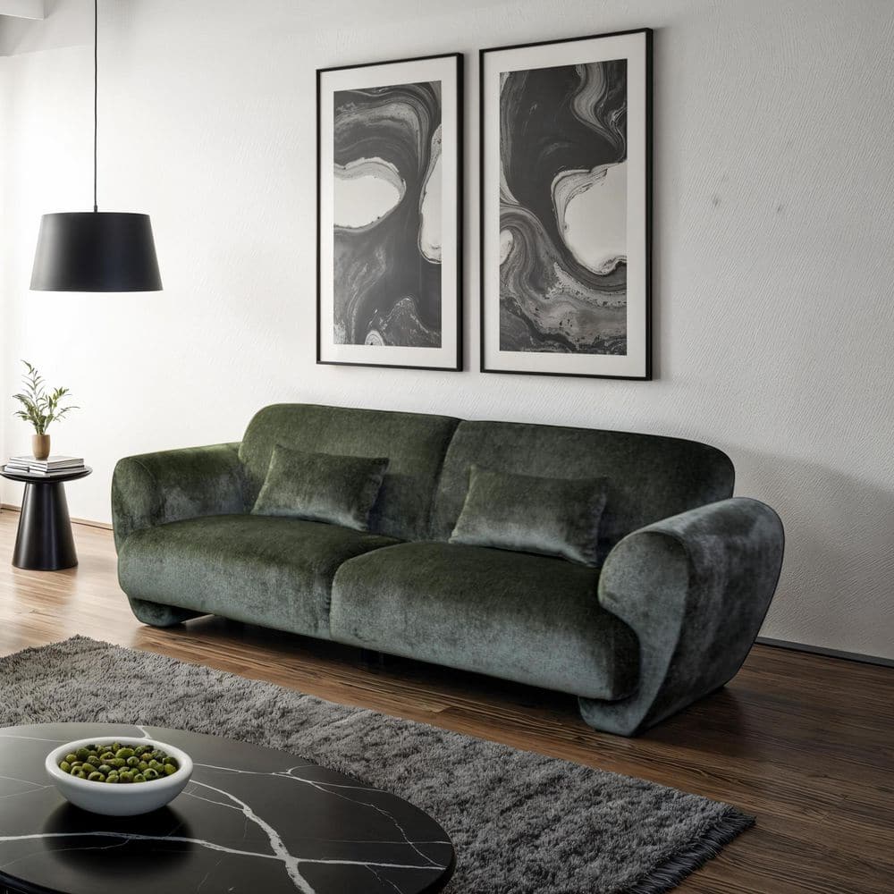 Furniture of America Ransey 88.3 in. Modern Round Arm Chenille ...