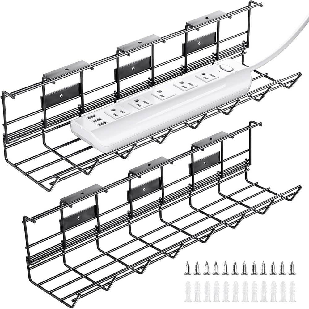 Yichuhaoxi Under Desk Cable Management Tray Metal Cord Organizer Easy Install Pre-drilled Wire ...