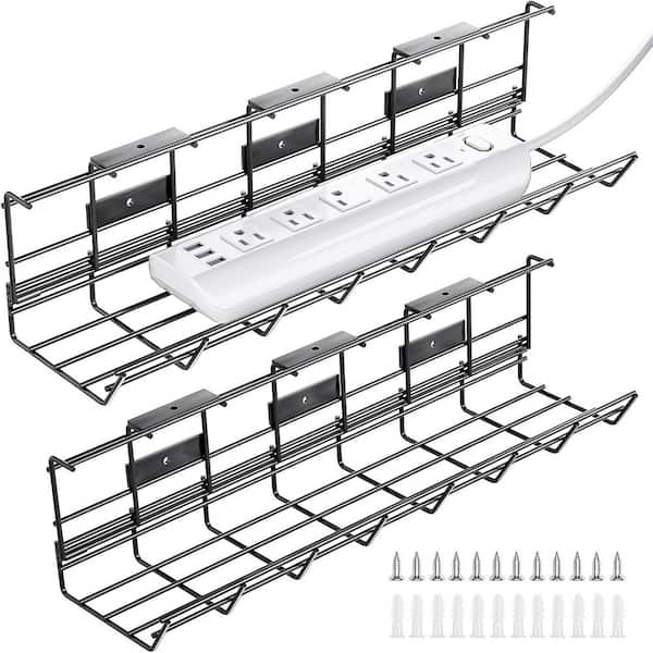 Yichuhaoxi Under Desk Cable Management Tray Metal Cord Organizer Easy Install Pre-drilled Wire ...