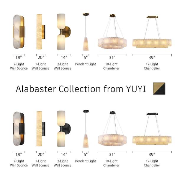 YUYI Modern Alabaster Chandelier 30 in. 1-Light Integrated LED White ...
