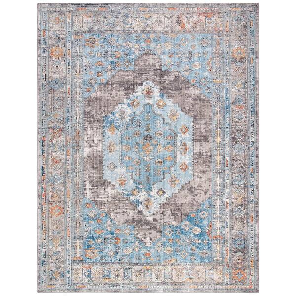 SAFAVIEH Bristol Gray/Blue 8 ft. x 10 ft. Distressed Border Area Rug ...