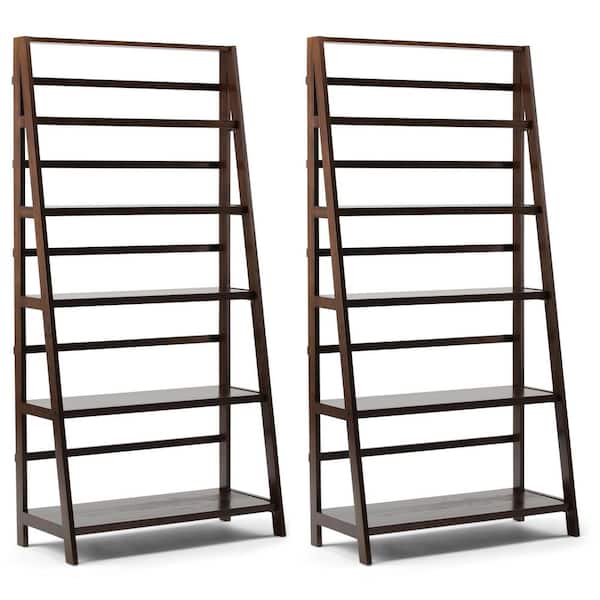 Simpli Home Acadian 36 inch Solid Wood 5 Shelf Ladder Bookcase in ...