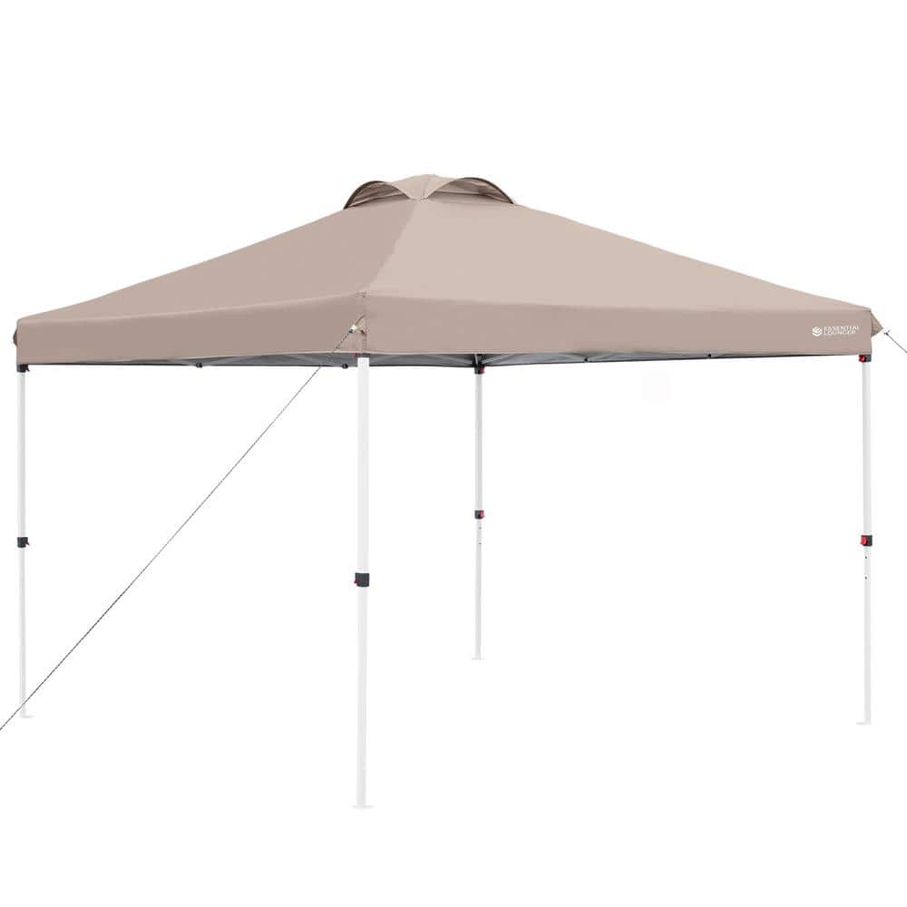 10 ft. x 10 ft. Brown Outdoor Pop-Up Canopy Tent with Roller Bag, 4 ...