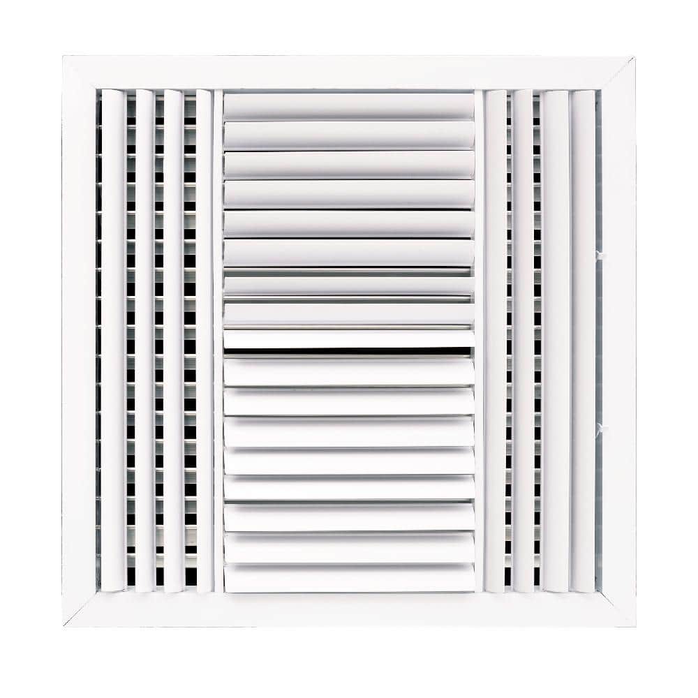 ACLAMINAIRE 18 in. x 18 in. 4-Way Aluminum Ceiling Diffuser in White L ...