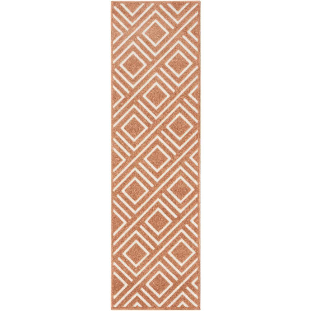 Nourison Casual Copper 2 ft. x 6 ft. Checker Contemporary Runner Area ...