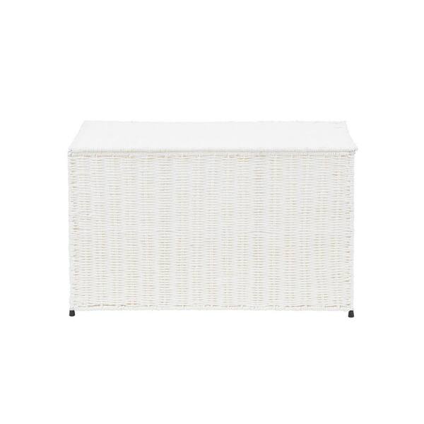 HOUSEHOLD ESSENTIALS Arctic White Large Wicker Storage Chest ML-7165 ...