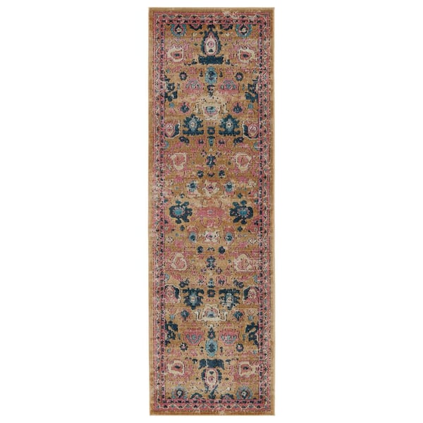 Jaipur Living Azura Pink/Gold 2 ft. 6 in. x 8 ft. Medallion Runner ...