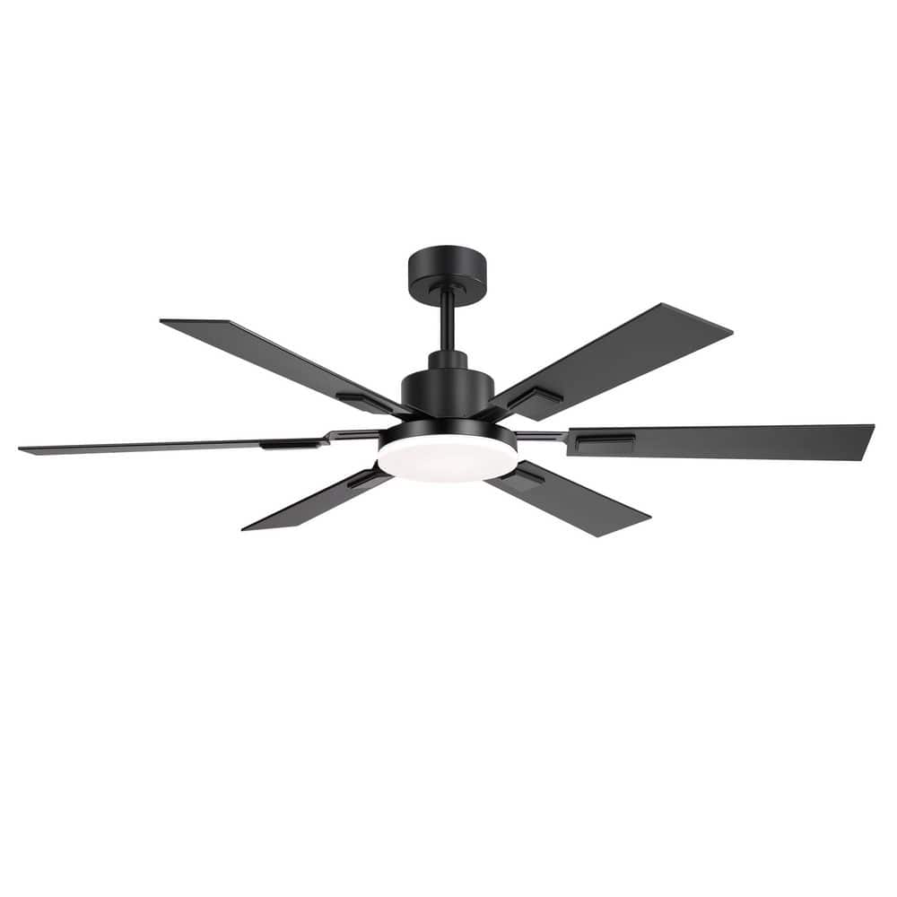 Breezary Larrisa 60 in. Indoor Black Large Ceiling Fan with Integrated ...