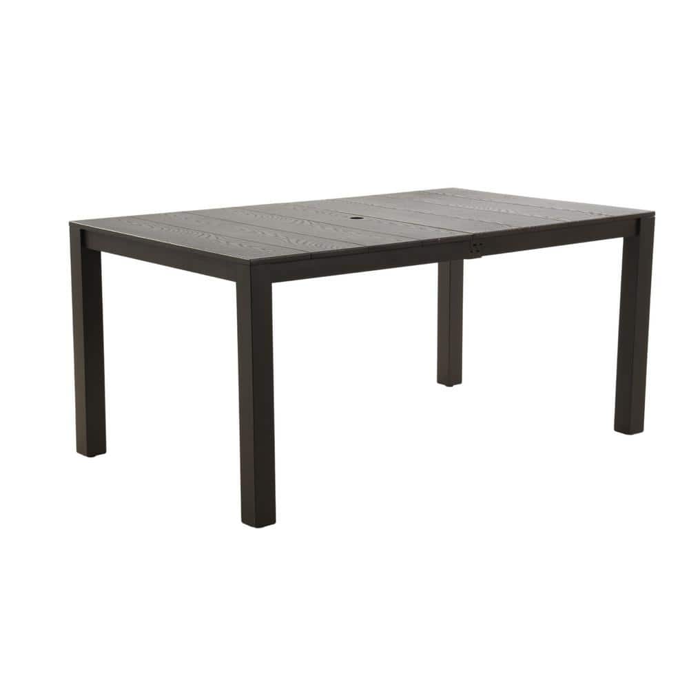 Mondawe Rectangular Composite Outdoor Dining Table Woodgrain Top Patio ...