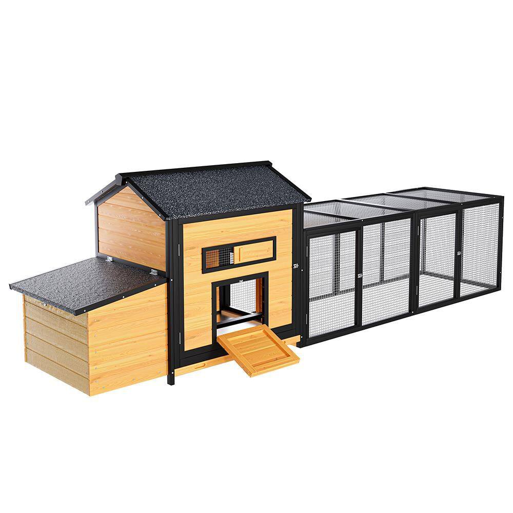 118 in. Large Wooden Chicken Coop Outdoor Hen House with Nesting Box ...
